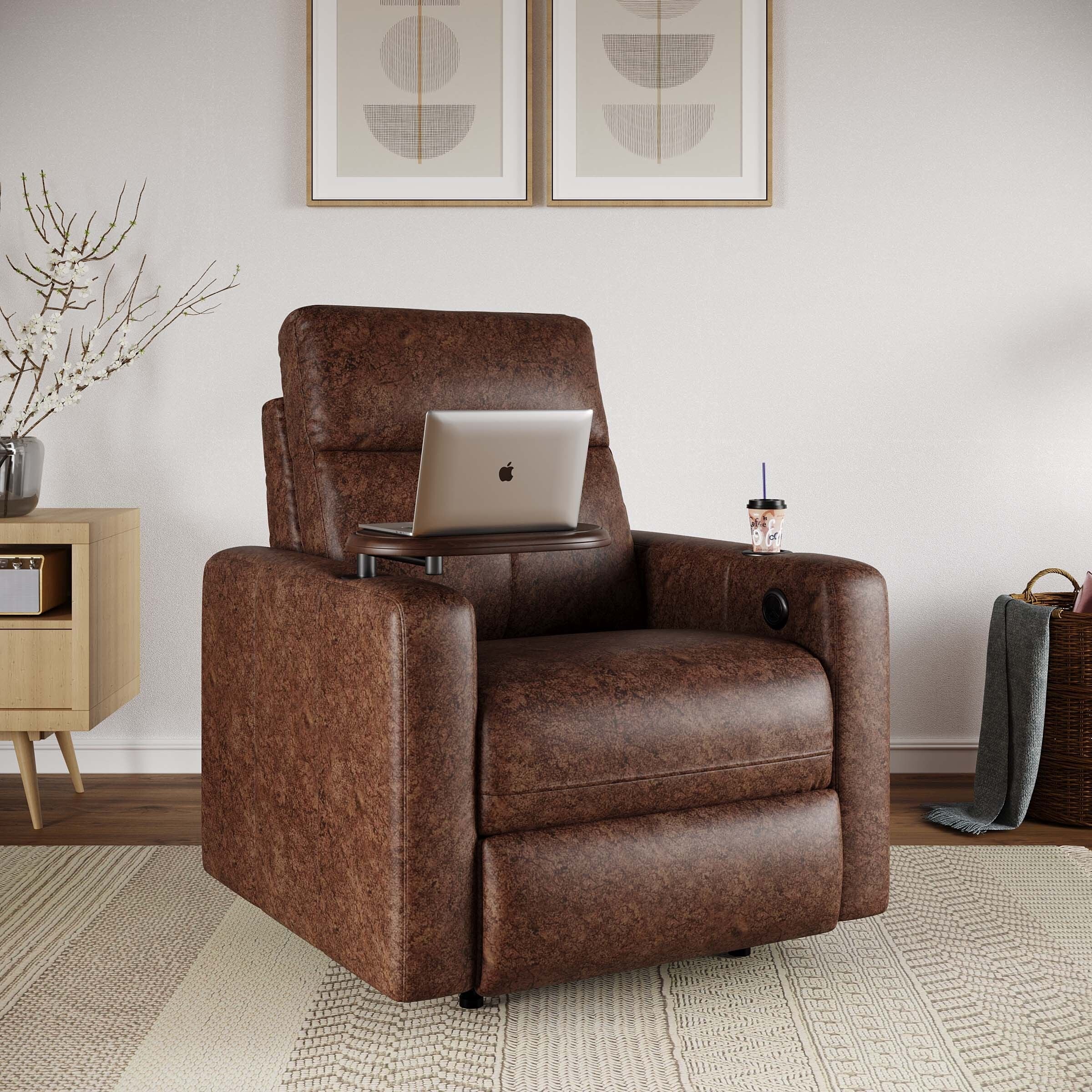 Fabric Powered Recliner (Finish Color - Texture Brown, DIY(Do-It-Yours ...